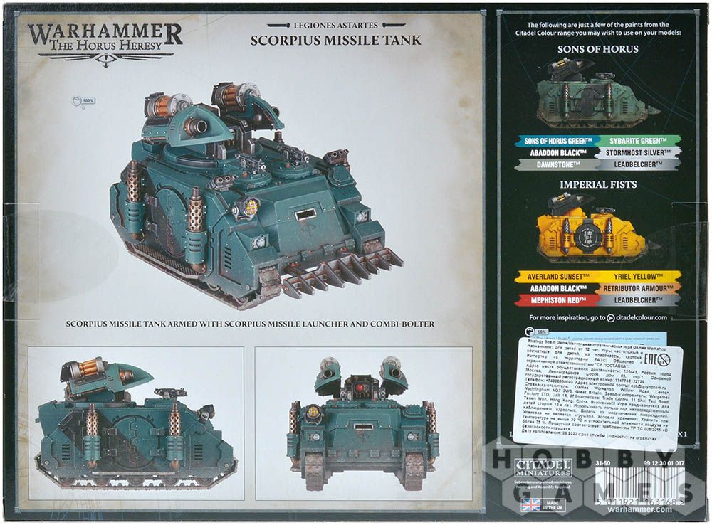 Legiones Astartes: Scorpius Missile Tank | Купить настольную игру в ...