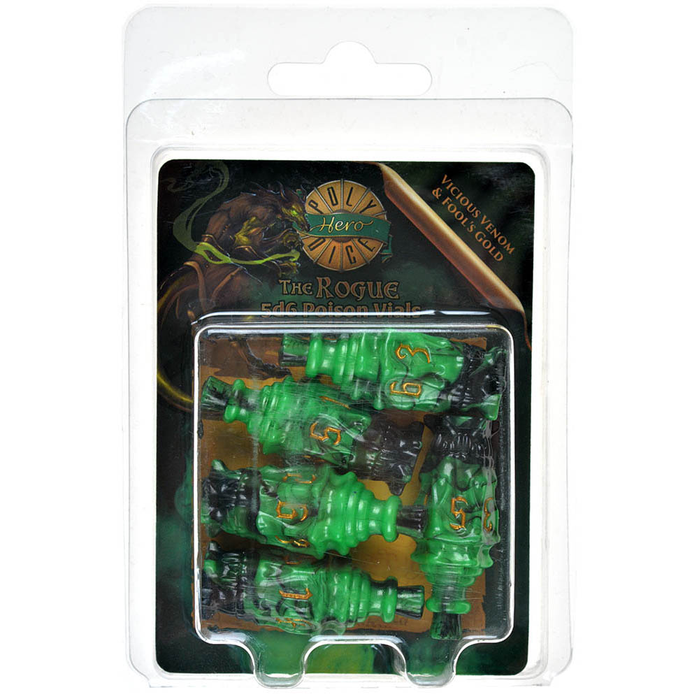 Набор кубиков PolyHero: Rogue 5d6 Poison Vials (Vicious Venom and Fool ...