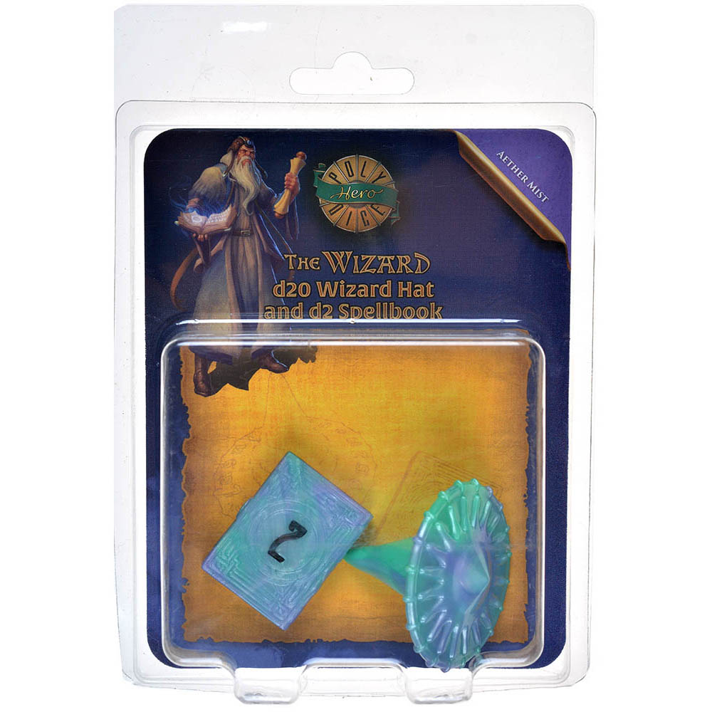 Купить Набор кубиков PolyHero: Wizard d20 Wizard Hat and d2 Spellbook ...