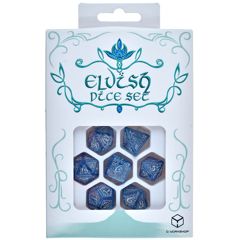 Набор кубиков Elvish Dice Set: Cobalt and Silver, 7 шт. | Купить ...