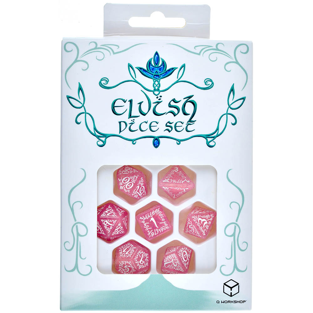 Набор кубиков Elvish Dice Set: Shimmering pink and White, 7 шт ...