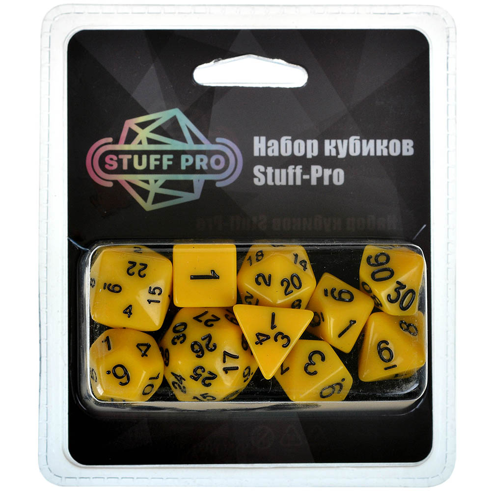 Купить Набор кубиков Stuff-Pro, 10 шт. (жёлтый) в магазине Hobby Games