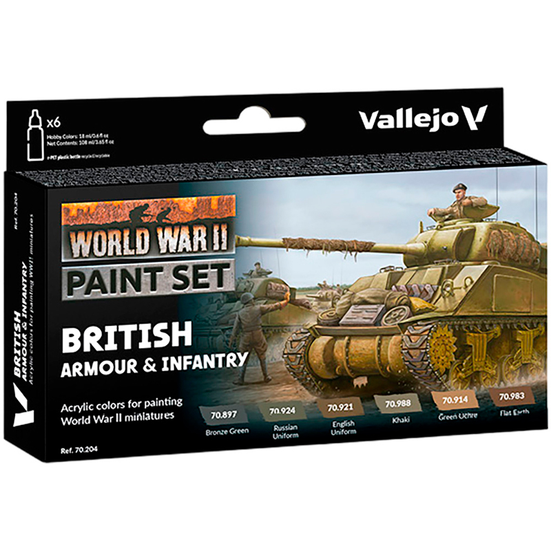Купить Набор красок Vallejo Model Color: WWII British Armour & Infantry ...