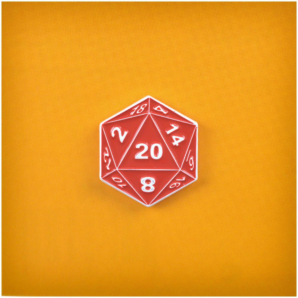 Купить Значок металлический D20 красный в магазине Hobby Games